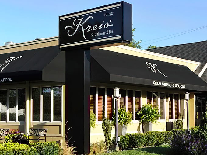 The exterior of Kreis' blends classic charm with modern elegance, like that friend who somehow pulls off vintage and contemporary at the same time.