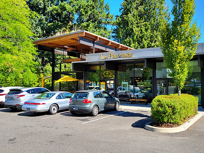 La Provence glows like a beacon of French culinary promise at dusk, its warm lights beckoning hungry Oregonians from miles around.