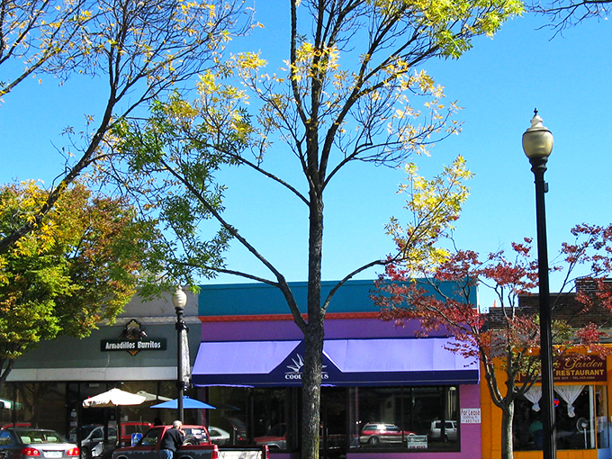 Downtown Keene's colorful storefronts welcome visitors with New England charm. Those awnings aren't just pretty&mdash;they're perfect for window shopping in any weather.