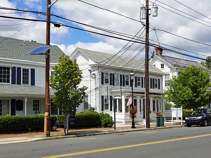 Classic colonial charm lines Main Street in Cranbury, where historic homes stand proudly as if time decided to take a permanent vacation.
