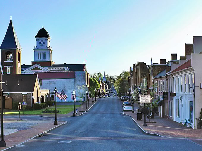 Historic brick buildings line Jonesborough's Main Street, where American flags flutter in the breeze and time seems to slow down by at least a century.