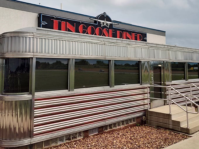 The perfect pit stop awaits! Blue picnic tables dot the patio where diners can enjoy their meals with a side of aviation views and Ohio sunshine.