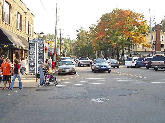 Main Street magic in full swing. Blowing Rock's historic storefronts invite you to park the car, stretch your legs, and remember what shopping was like before Amazon conquered our credit cards.
