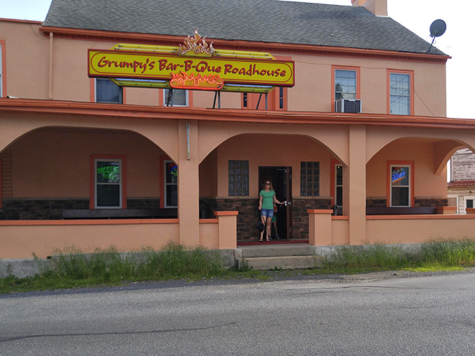 The peachy-pink exterior of Grumpy's stands like a barbecue beacon in Allentown. Don't let the name fool you&mdash;there's nothing but happiness waiting inside.