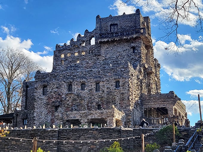 Straight out of a medieval fantasy, Gillette Castle stands proudly against the Connecticut sky, its fieldstone walls telling stories of theatrical genius and architectural whimsy.