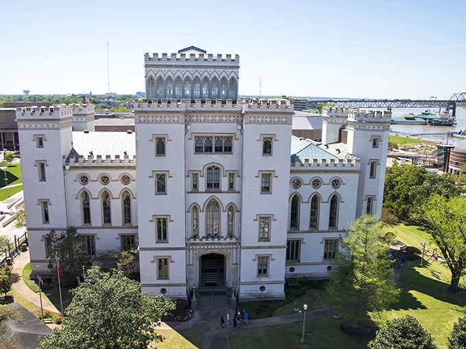 A fairy tale castle in downtown Baton Rouge? This Neo-Gothic masterpiece rises from its grassy hill like Louisiana's answer to Neuschwanstein.