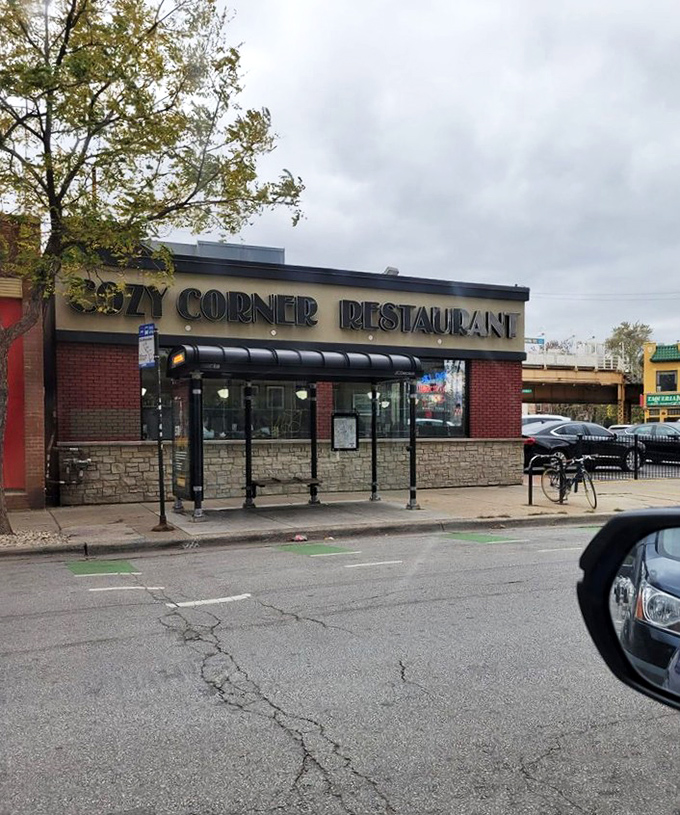 The unassuming storefront of Cozy Corner stands like a beacon of breakfast hope on Milwaukee Avenue, promising pancake salvation to hungry Chicagoans.