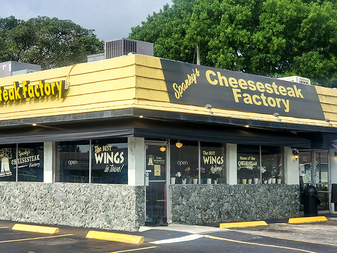The bright yellow crown of Spanky's stands out like a beacon of hope for the hungry. This unassuming strip mall gem has been fulfilling cheesesteak dreams for years.