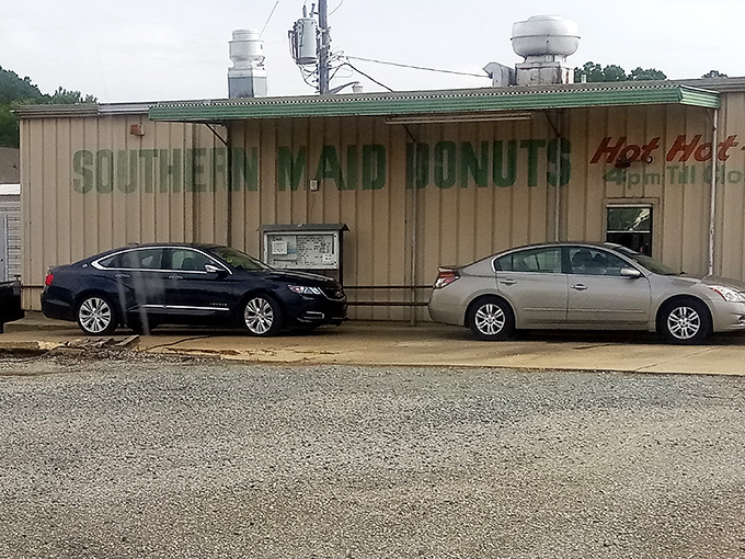 The unassuming brick facade of Southern Maid Donuts stands as a testament that greatness doesn't need flashy advertising&mdash;just decades of donut perfection.