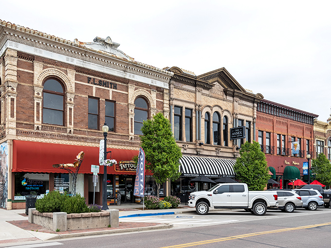 Historic brick facades line Cañon City's Main Street, offering a glimpse into Colorado's past while housing today's charming local businesses.