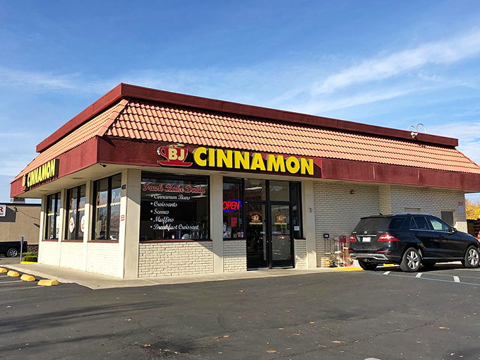 The bright yellow "CINNAMON" sign beckons like a sugary lighthouse on the Folsom strip. Resistance is futile, my friends.