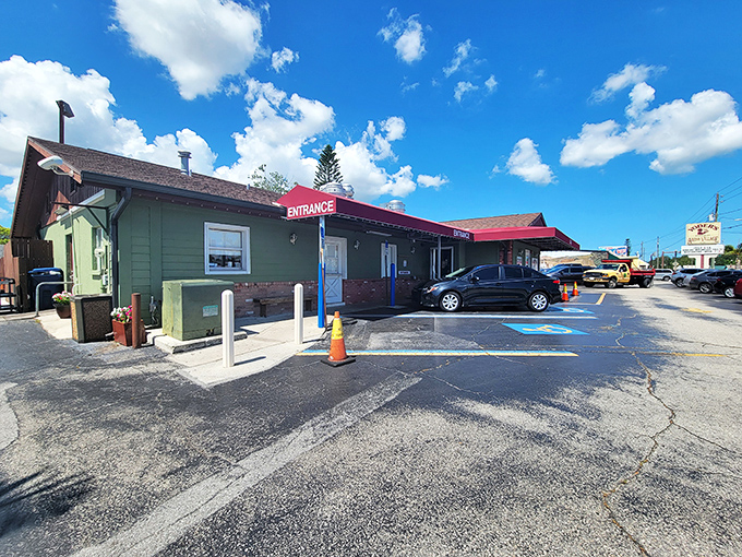 The unassuming exterior of Yoder's belies the culinary treasures within. Like finding a Picasso at a yard sale, this modest green building houses flavor masterpieces.