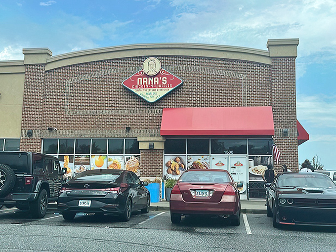 The brick exterior with its signature red awnings stands as a beacon of hope for chicken-and-waffle enthusiasts. Southern comfort food paradise found!