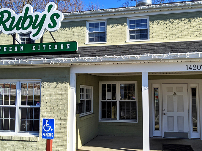 Modern meets Southern charm at Ruby's exterior, where that sleek stone fa&ccedil;ade is just the appetizer to the comfort food feast waiting inside.