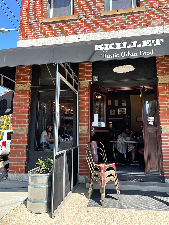 The unassuming brick exterior of Skillet hides culinary treasures within, like a delicious secret waiting to be discovered in German Village.
