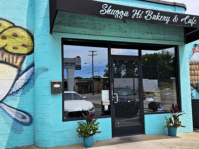 The turquoise beacon of breakfast bliss stands out like a dessert oasis in Nashville. "Dessert First Please!" isn't just wall art&mdash;it's a life philosophy.