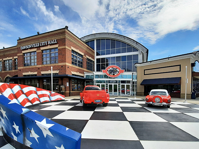 The Georgia Racing Hall of Fame's striking facade welcomes speed enthusiasts with its checkered entrance plaza&mdash;like rolling out the red carpet, but for people who prefer burning rubber.