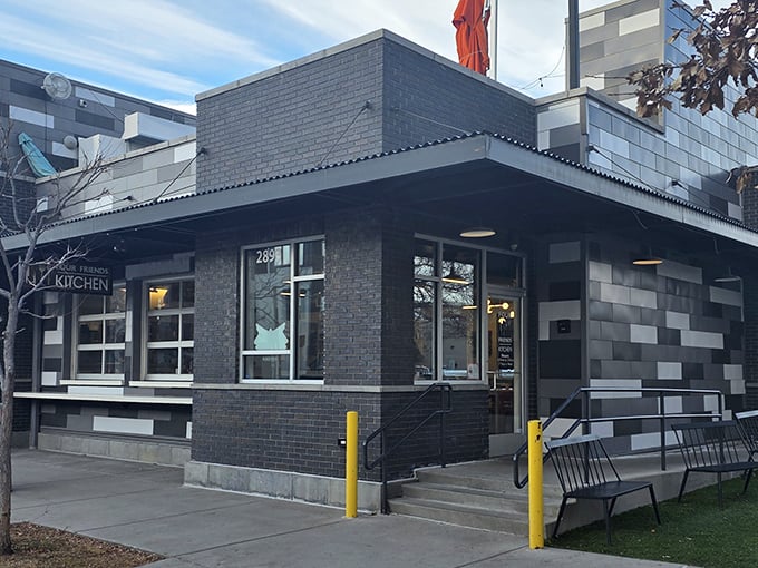 The unassuming brick exterior hides culinary treasures within, like finding a secret breakfast speakeasy in Denver's Stapleton neighborhood.