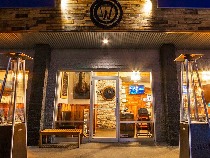 The unassuming exterior of Weller's Bistro proves once again that culinary treasures often hide behind modest facades. That wooden accent though? Pure rustic charm.