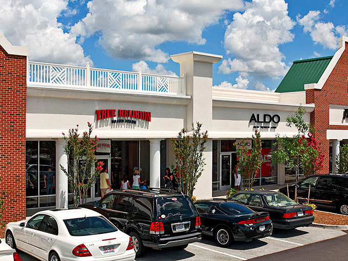 The colonial-inspired architecture of American Eagle Outfitters sets the tone for Williamsburg Premium Outlets&mdash;history meets bargain hunting in brick-and-mortar perfection.