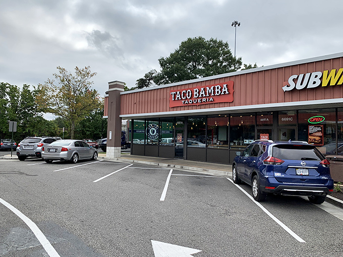 The coral-colored beacon of taco paradise beckons from its strip mall home. No fancy frills needed when what's inside changes lives one tortilla at a time.