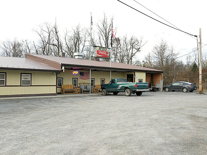 Mom's Place doesn't need fancy architecture to announce its greatness &ndash; that gravel parking lot filled with local trucks tells you everything you need to know.