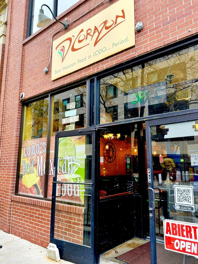 Brick, bold, and unabashedly confident &ndash; D'Corazon's exterior makes a simple promise with its "Best Mexican Food in LODO" claim that the kitchen fully intends to keep.