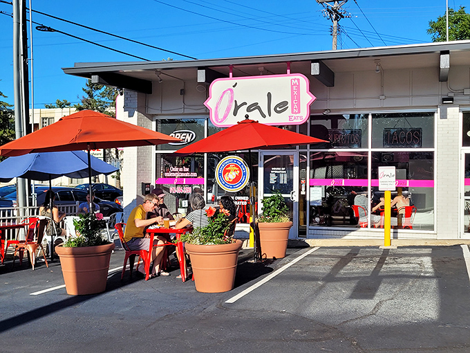 The pink sign beckons like a neon promise of flavor &ndash; &Oacute;rale's modest exterior hides Minneapolis's most vibrant Mexican culinary adventure.