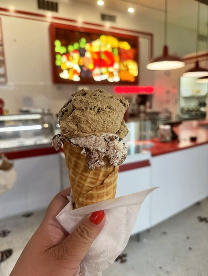 Two scoops of different worlds colliding in one cone&mdash;like a delicious buddy comedy where both stars get equal billing.