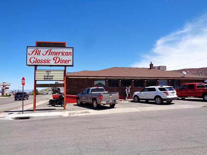 The All American Diner serves nostalgia on a plate, making it the perfect complement to a day spent hunting for mid-century treasures.