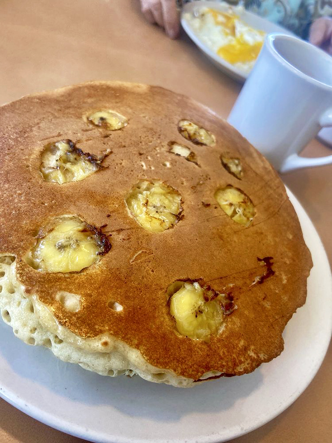 Banana pancakes with perfect caramelization&mdash;the breakfast equivalent of finding an extra $20 in your winter coat pocket.