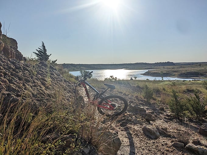 Mountain biking with a view worth every drop of sweat. The trail ahead promises adventure; the vista behind rewards your efforts.