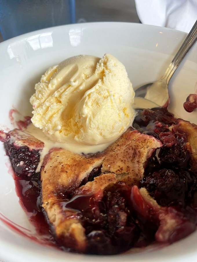 This blackberry cobbler with melting ice cream doesn't just end a meal&mdash;it creates a memory. The perfect balance of tart fruit and buttery crust.