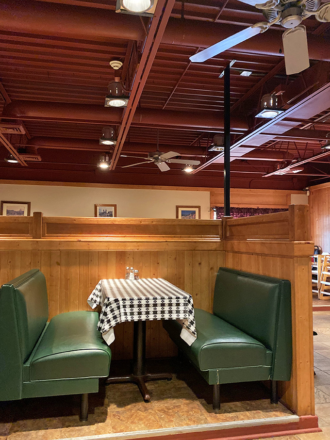 These green booths have likely witnessed countless family celebrations, first dates, and regular Tuesday night dinners when cooking at home just wasn't happening.