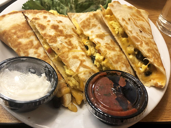 The breakfast quesadilla&mdash;where morning meets Mexico in a crispy, cheesy handshake that makes you wonder why all cultures don't collaborate at breakfast.