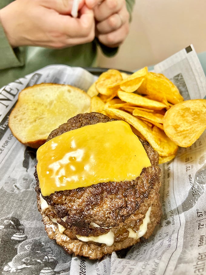 This cheeseburger doesn't care about your diet plans. It's here to remind you that life is short and flavor is eternal.