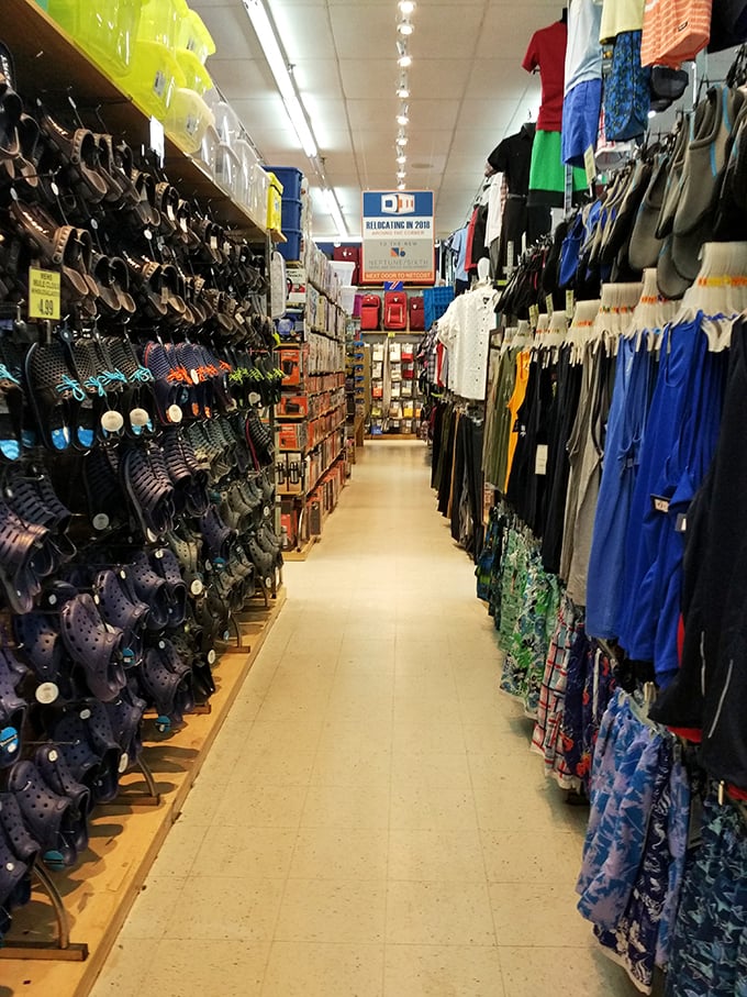 The clothing corridor: where brand names and budget-friendly basics coexist in a retail democracy that welcomes all wallet sizes.