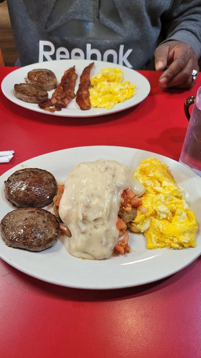 Country fried steak with gravy and eggs &ndash; the breakfast equivalent of a warm hug from your favorite aunt who never judged your life choices.