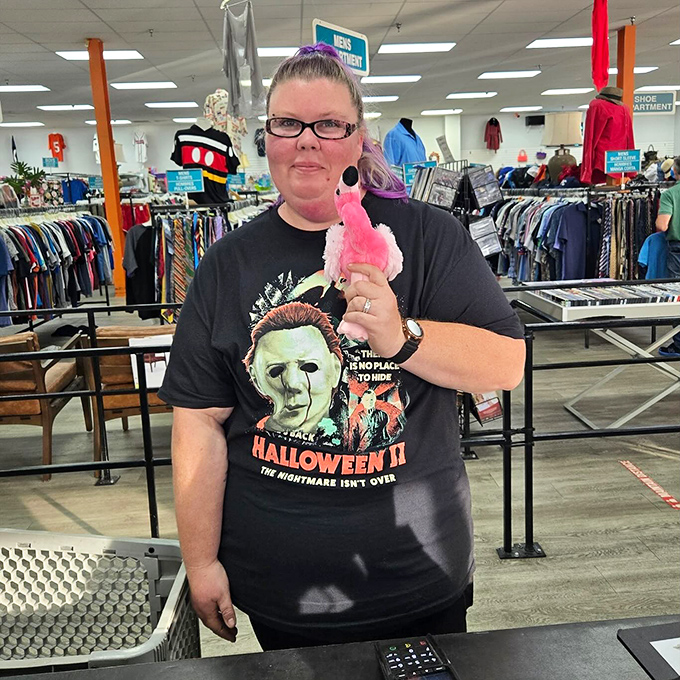 The staff's enthusiasm for unique finds is infectious. That pink flamingo toy is about to make someone's day brighter.