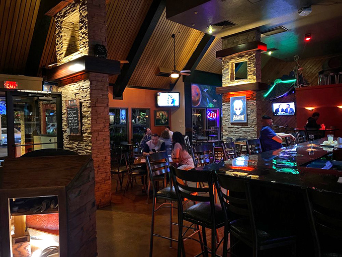 Evening at the Brewpub brings a warm, convivial atmosphere where conversations flow as freely as the house-made beers.