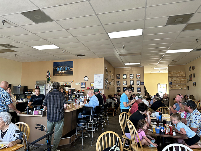 Where locals and travelers find common ground over scrambled eggs. The breakfast crowd at David's is California's most honest melting pot.
