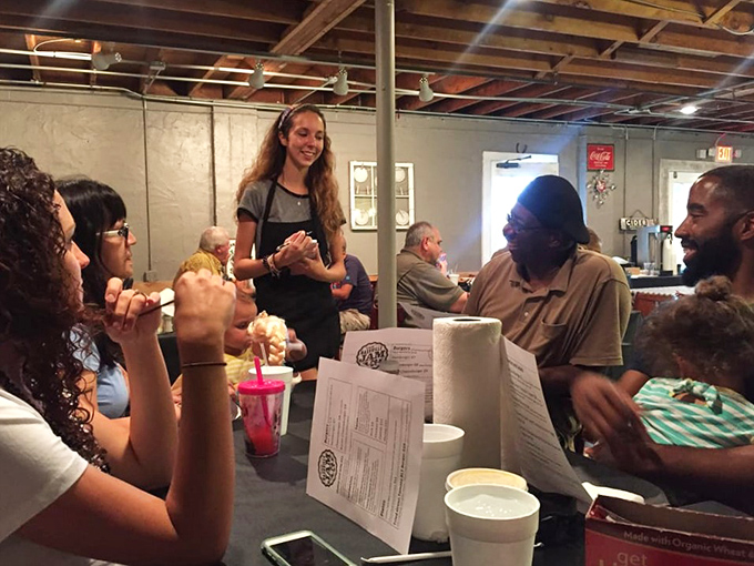 The true measure of a great breakfast spot: happy diners engaged in that universal silent language of "too busy enjoying food to talk."