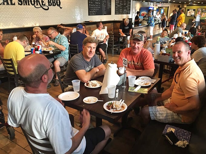 A pulled pork sandwich that doesn't mess around, with green beans seasoned by someone who clearly cares about your happiness.