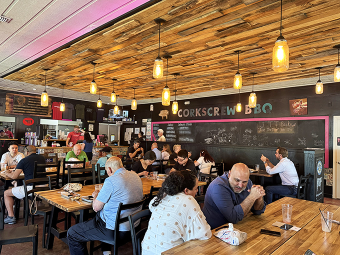 The congregation gathers for barbecue communion. These diners know they're not just eating lunch &ndash; they're participating in a time-honored Texas tradition.