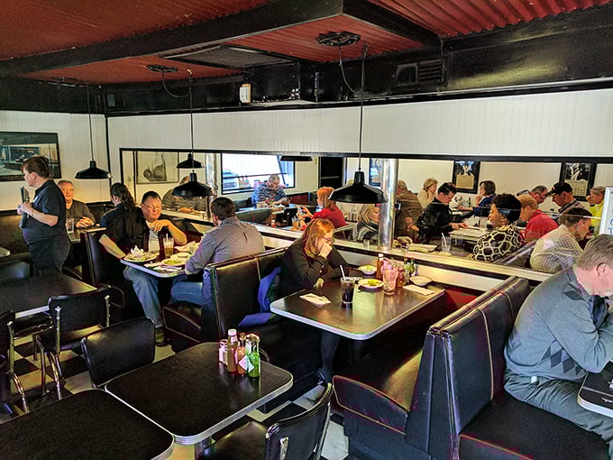 The lunch crowd buzz creates that perfect diner symphony&mdash;equal parts clattering plates, murmured conversations, and occasional bursts of laughter.