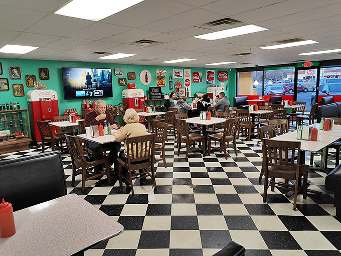 Where strangers become friends over burgers. That turquoise wall has heard more Oklahoma stories than a state historian.