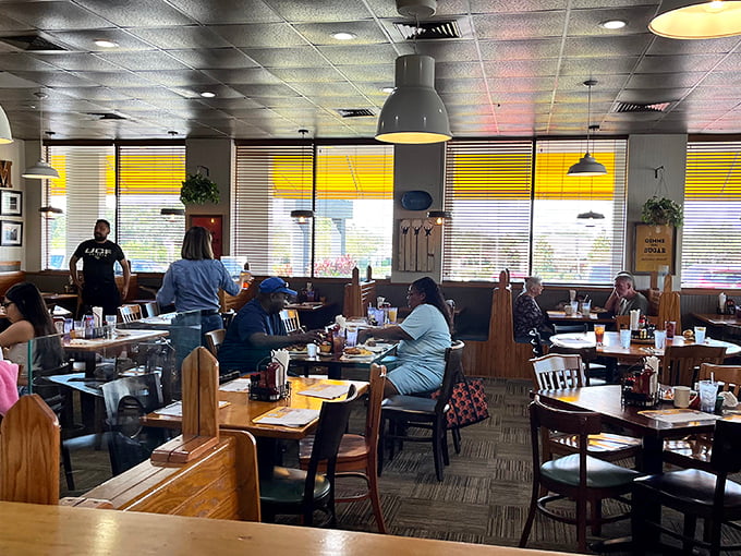Fred's dining room buzzes with the energy of satisfied customers. Notice nobody's looking at their phones&mdash;food this good demands full attention.