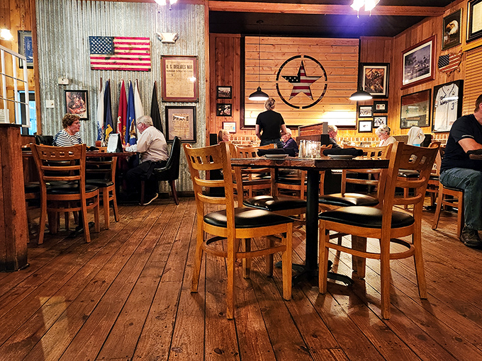 The Texas star watches over diners like a guardian of good taste. Those wooden floors have supported countless happy feet walking in hungry, rolling out satisfied.