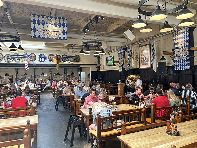 The dining hall comes alive with conversation and music, creating that perfect symphony of clinking glasses and hearty laughter.