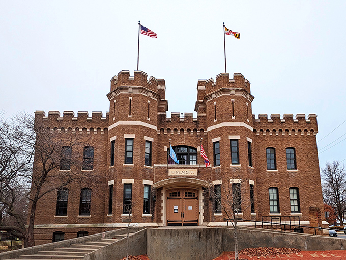 The Frederick Armory looks like it could withstand a medieval siege. This castle-like structure proves that even practical buildings once merited architectural grandeur.